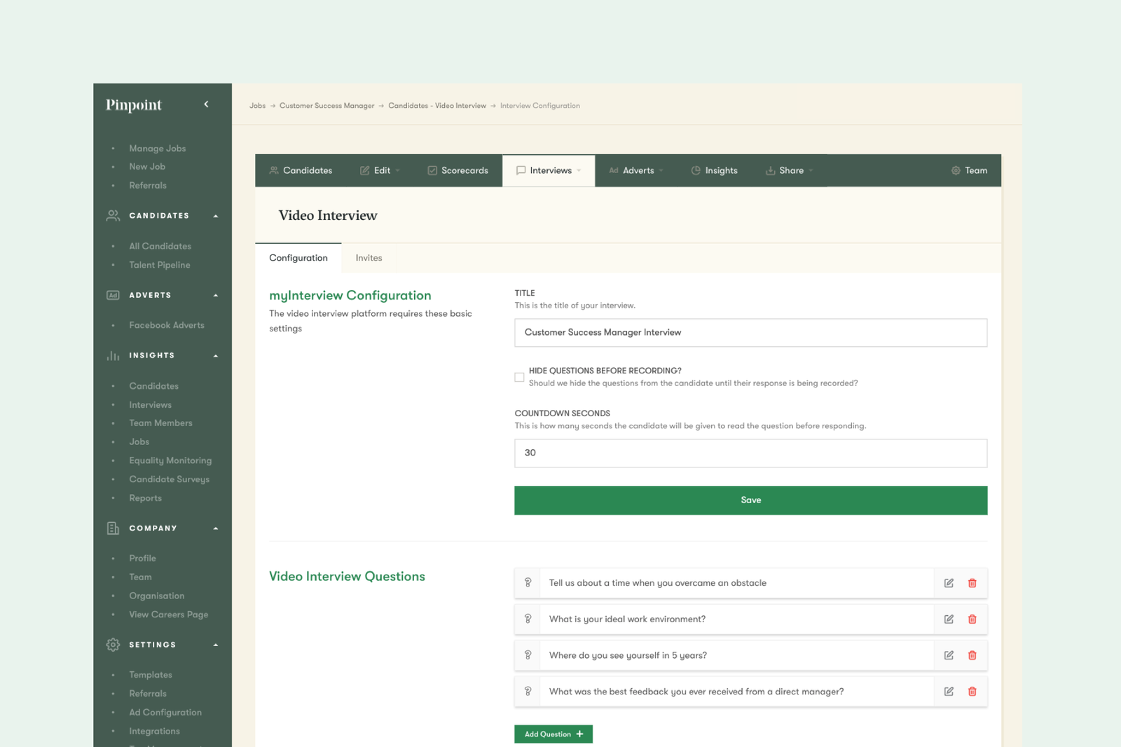 myInterview Applicant Tracking System Integration | Pinpoint