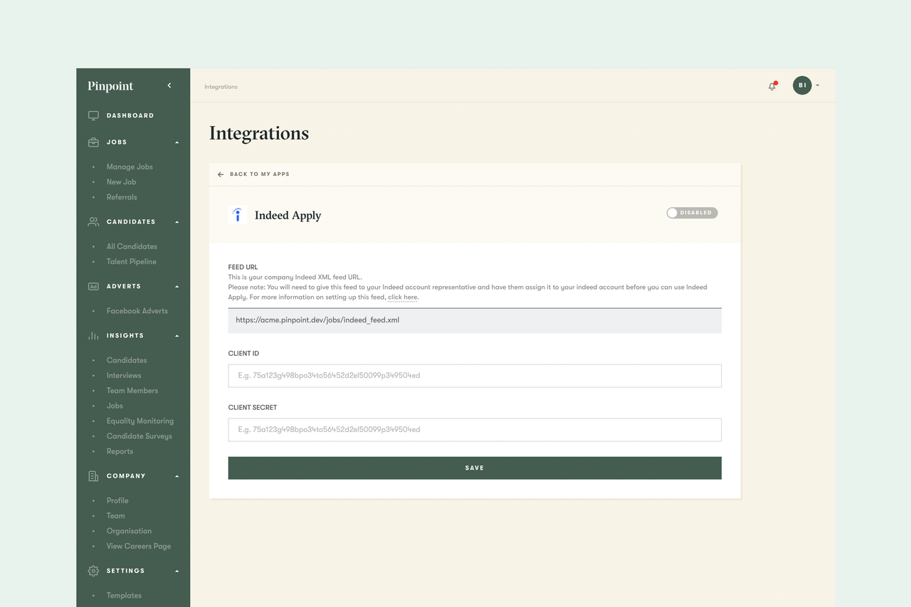 Indeed Applicant Tracking System Integration | Pinpoint