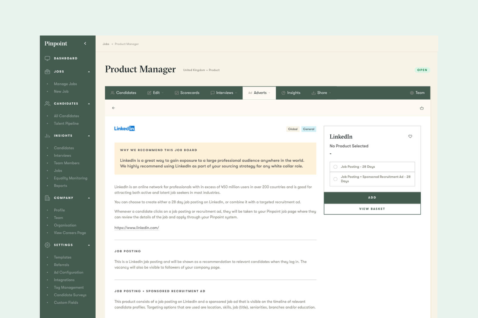 LinkedIn Recruiter & Jobs Applicant Tracking System Integration | Pinpoint