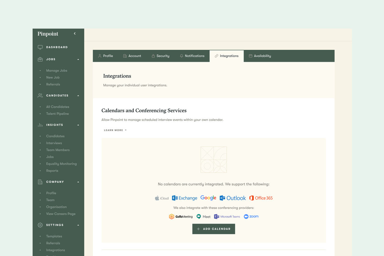 Cronofy Applicant Tracking System Integration | Pinpoint