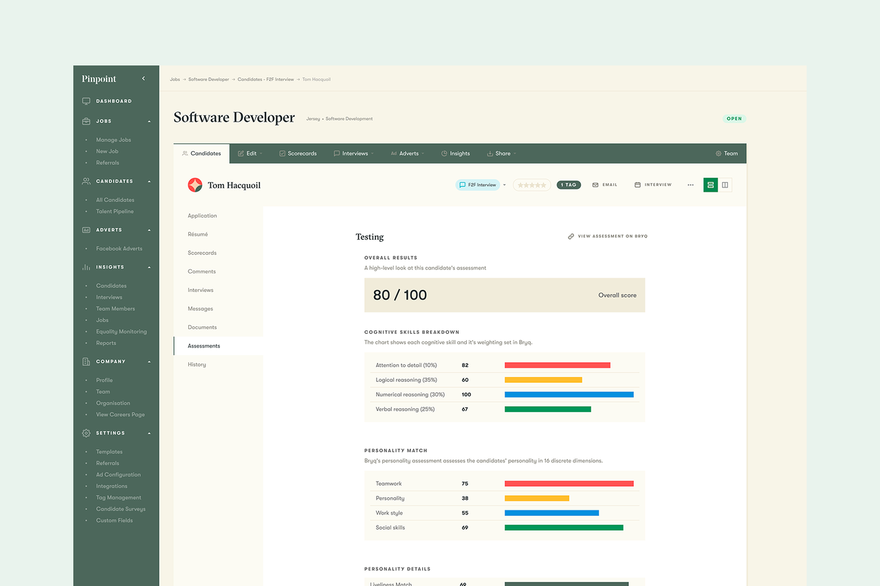 Bryq Applicant Tracking System Integration | Pinpoint